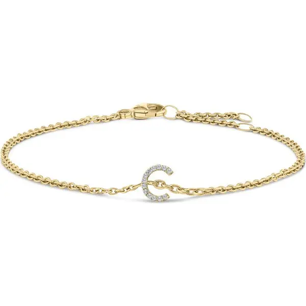 HAUS OF BRILLIANCE 10k Gold Diamond Accent Initial Charm Link Bracelet - Yellow | C
